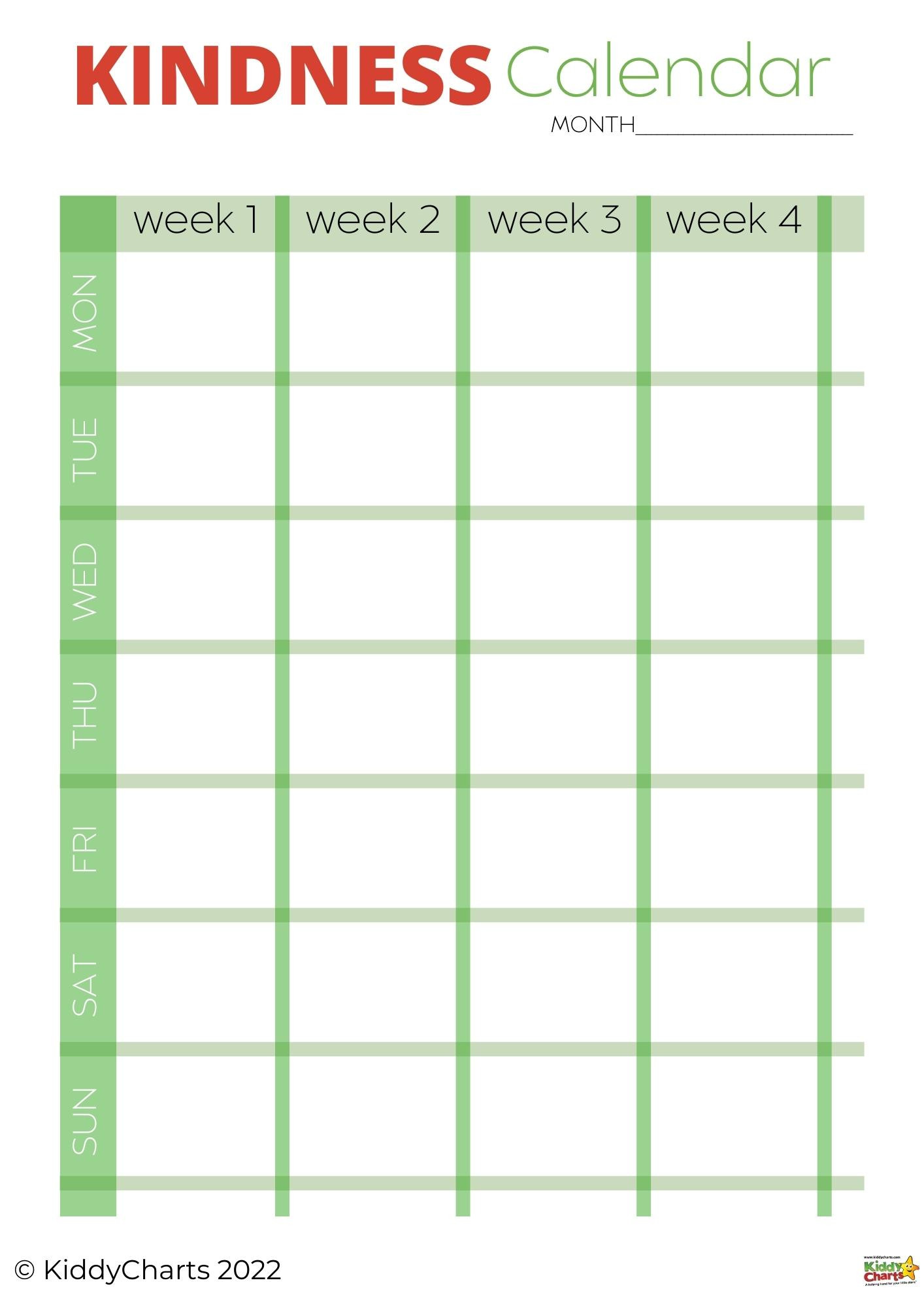 Kindness Calendar | KiddyCharts Press Room